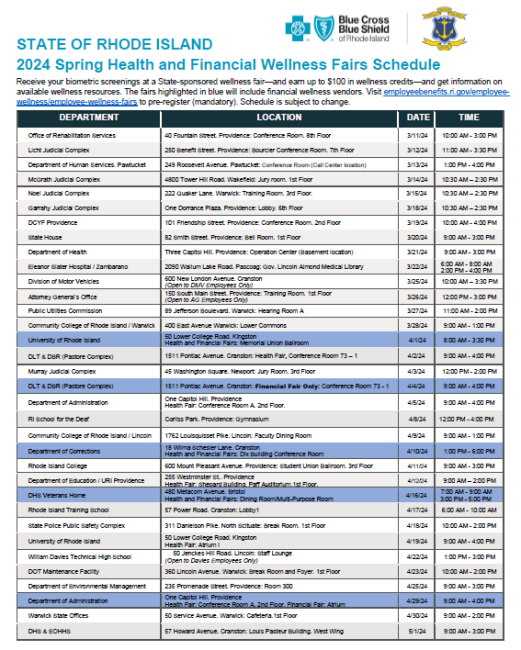 Employee Wellness Fairs | Rhode Island Office of Employee Benefits